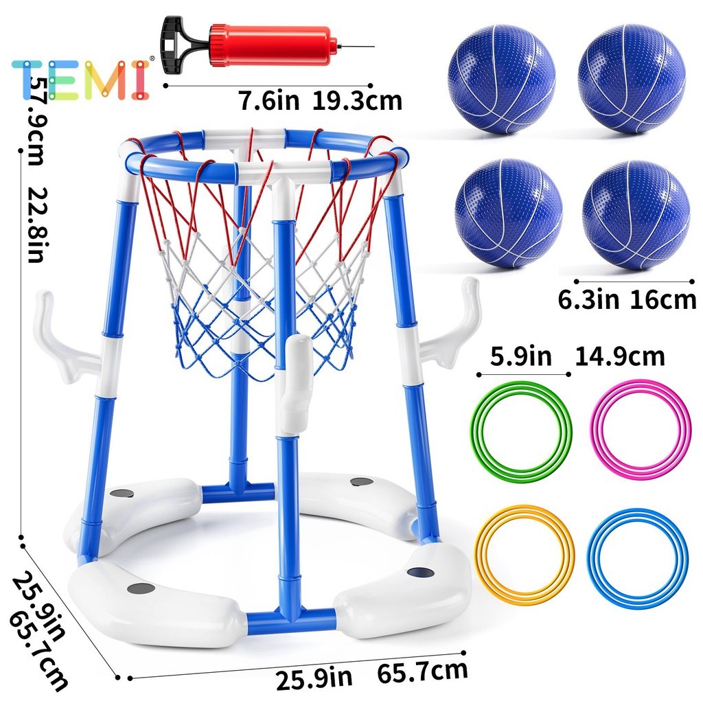 TEMI Pool Basketball Hoop Water Floating Objects Throwing Ring ...