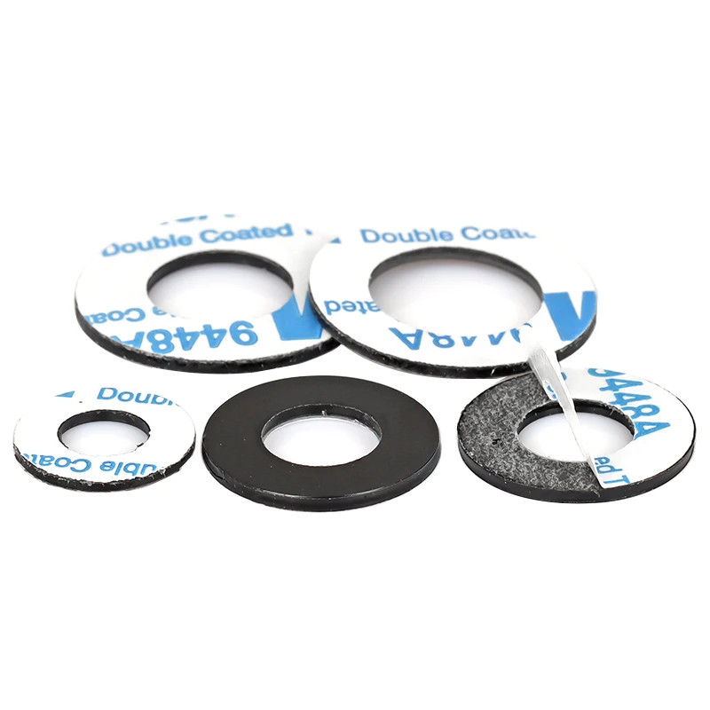 M2~M12 Hard Plastic PVC Black Washer Single-sided Adhesive Round Flat ...