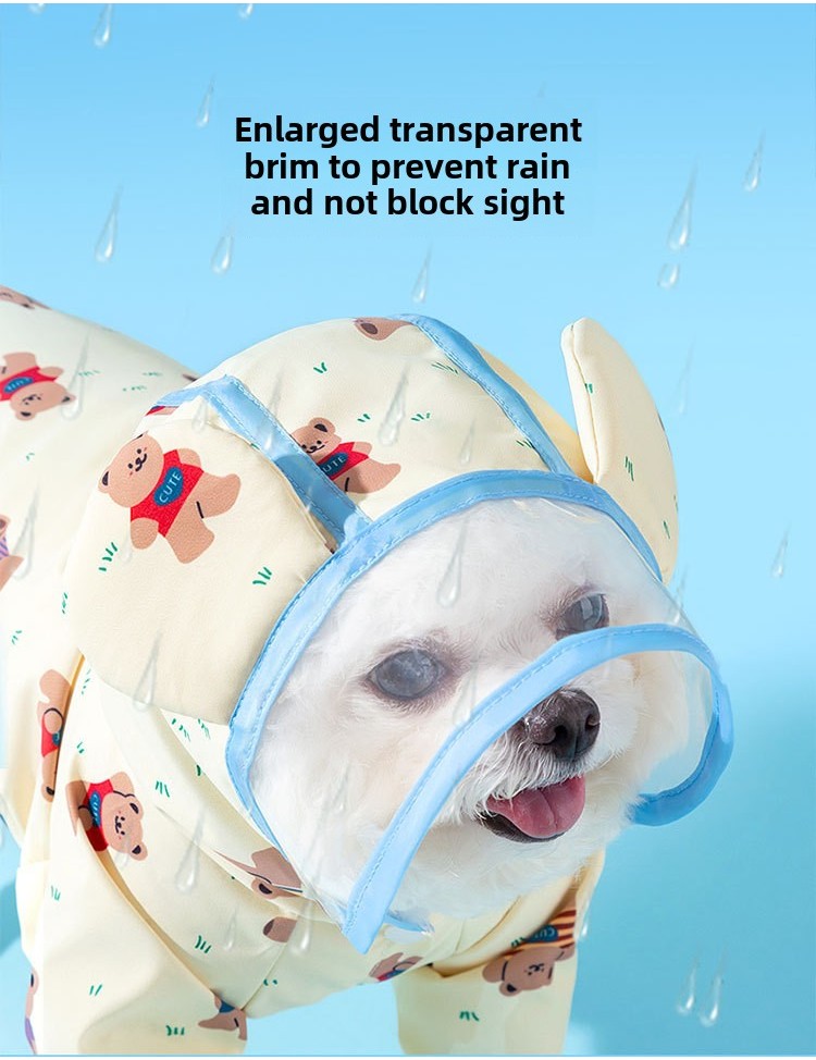 Cute little bear dog raincoat with feet pulling All inclusive teddy ...