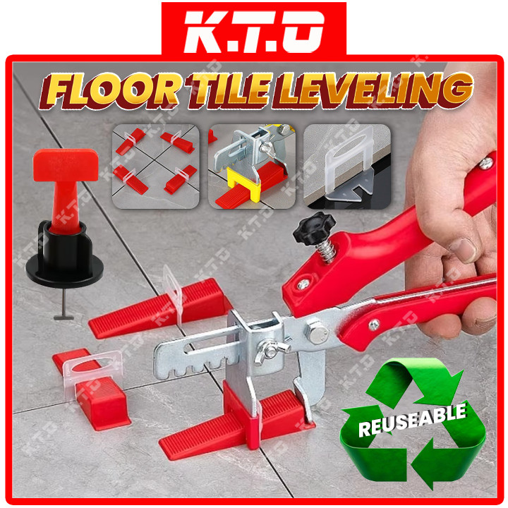 Reusable Floor Tile Leveling System Tile Spacer Tile Clips With Wrench ...