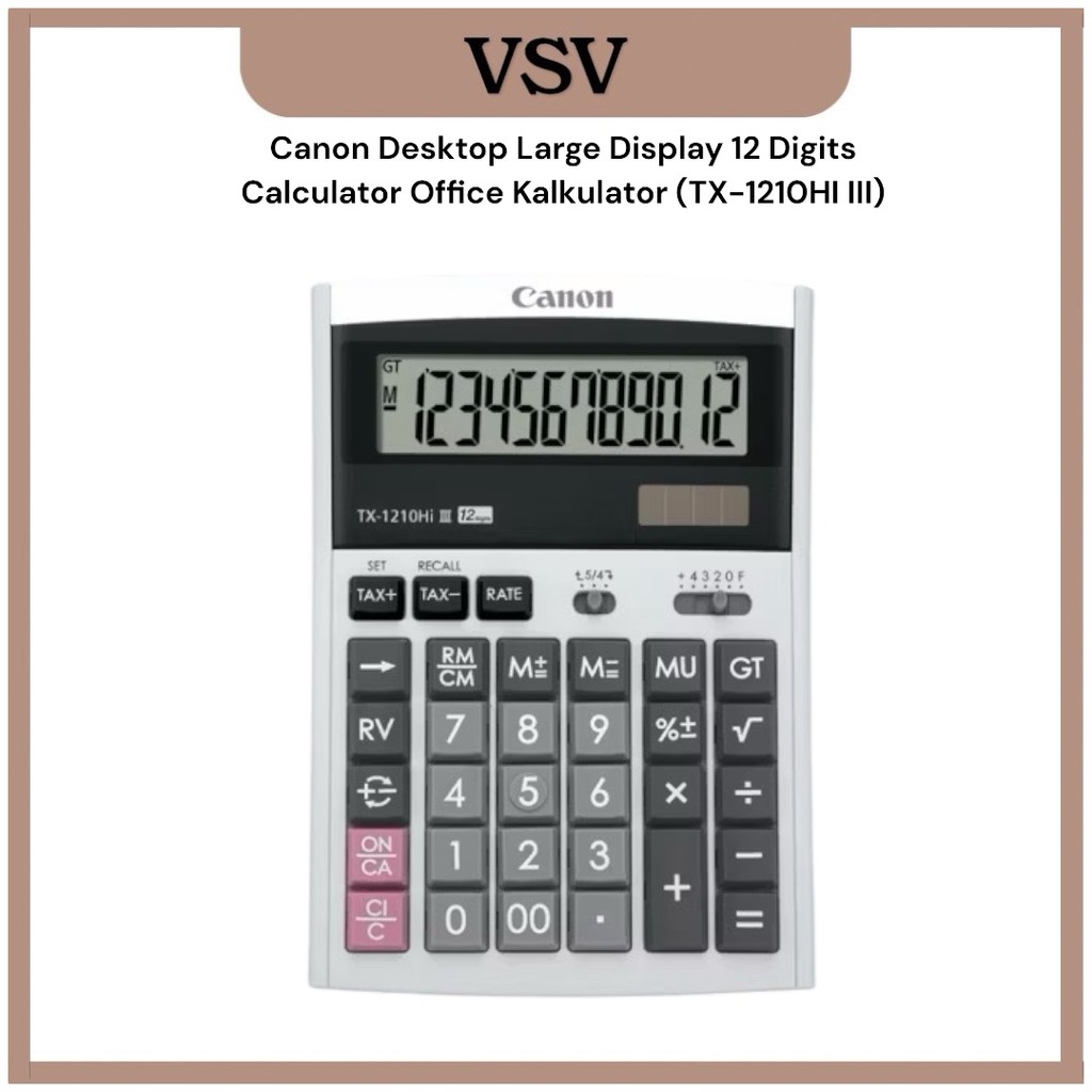 Canon Desktop Large Display 12 Digits Calculator Office Kalkulator (TX ...