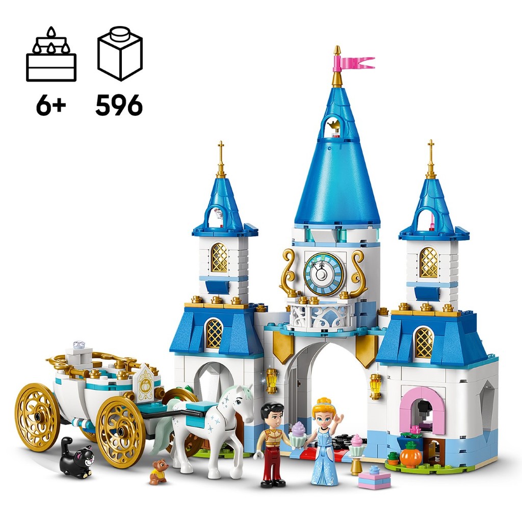 LEGO 43275 Disney Cinderella's Castle & Horse Carriage Building Toy Set ...