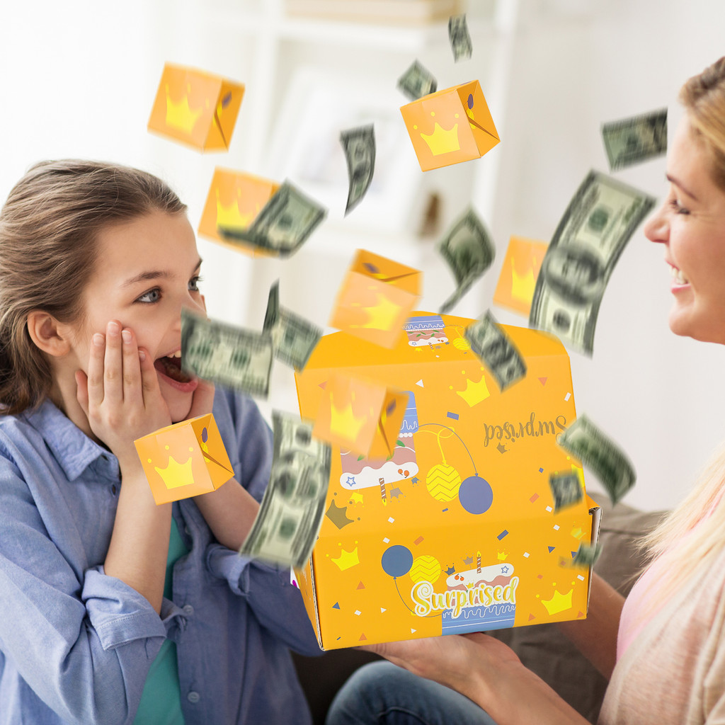 Anniversary Birthday Surprise Explosion Gift Box - Yellow Folding Money ...