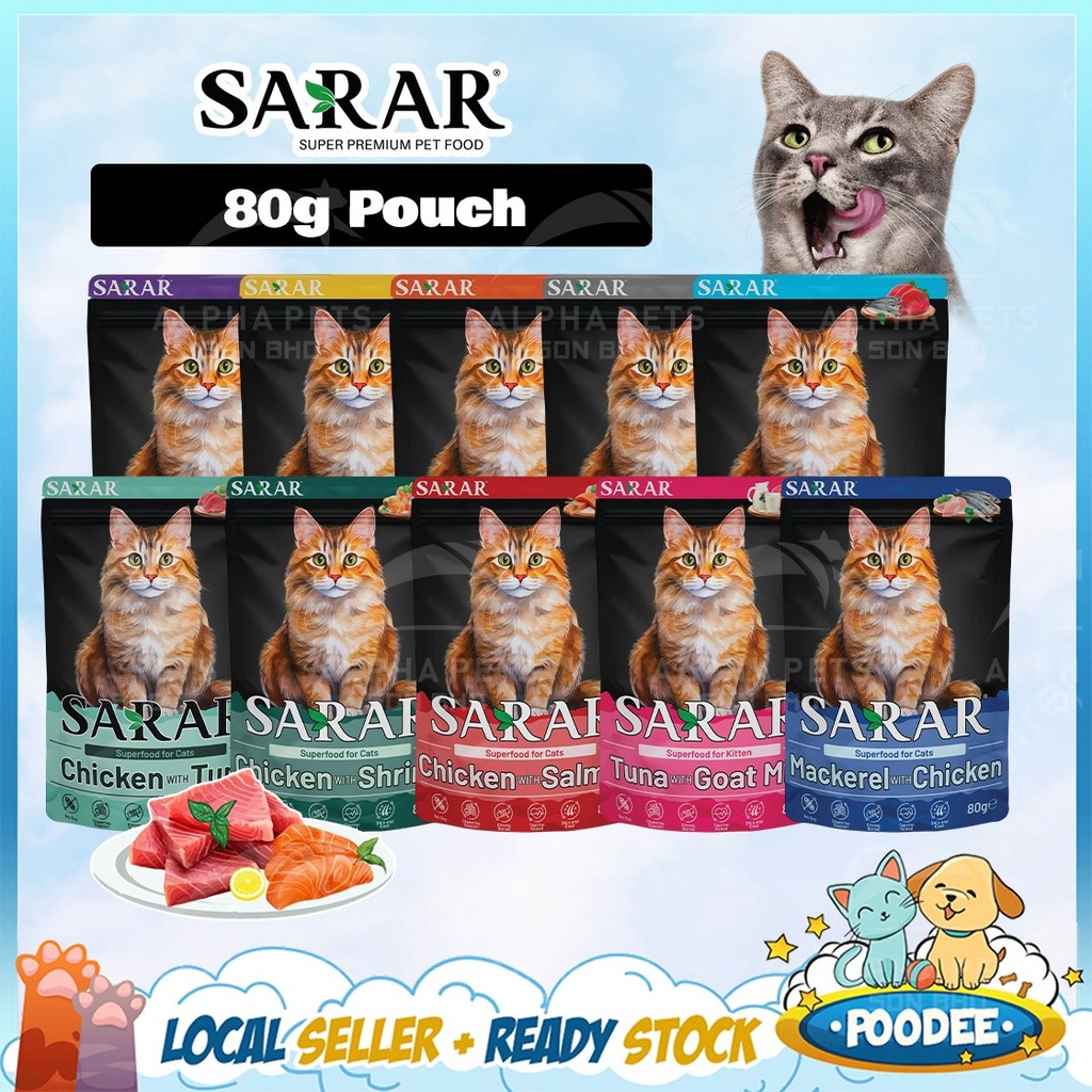 POODEE SARAR Cat Pouch Food 80g Basah Cat Wet Food Kitten Snack Salmon ...