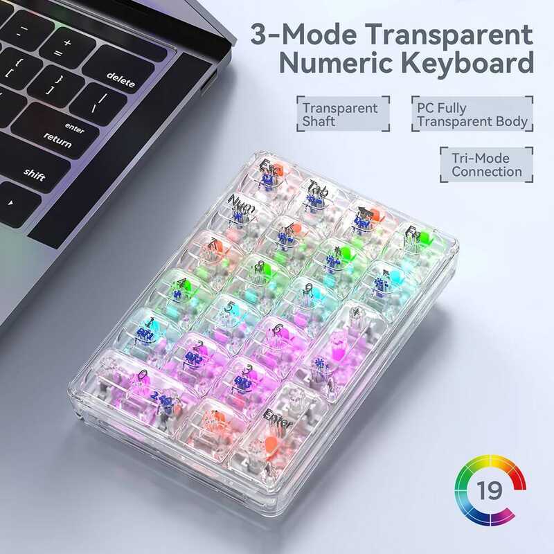 New K21 Bluetooth Number Pad Mechanical Numeric Keypad Three-mode ...
