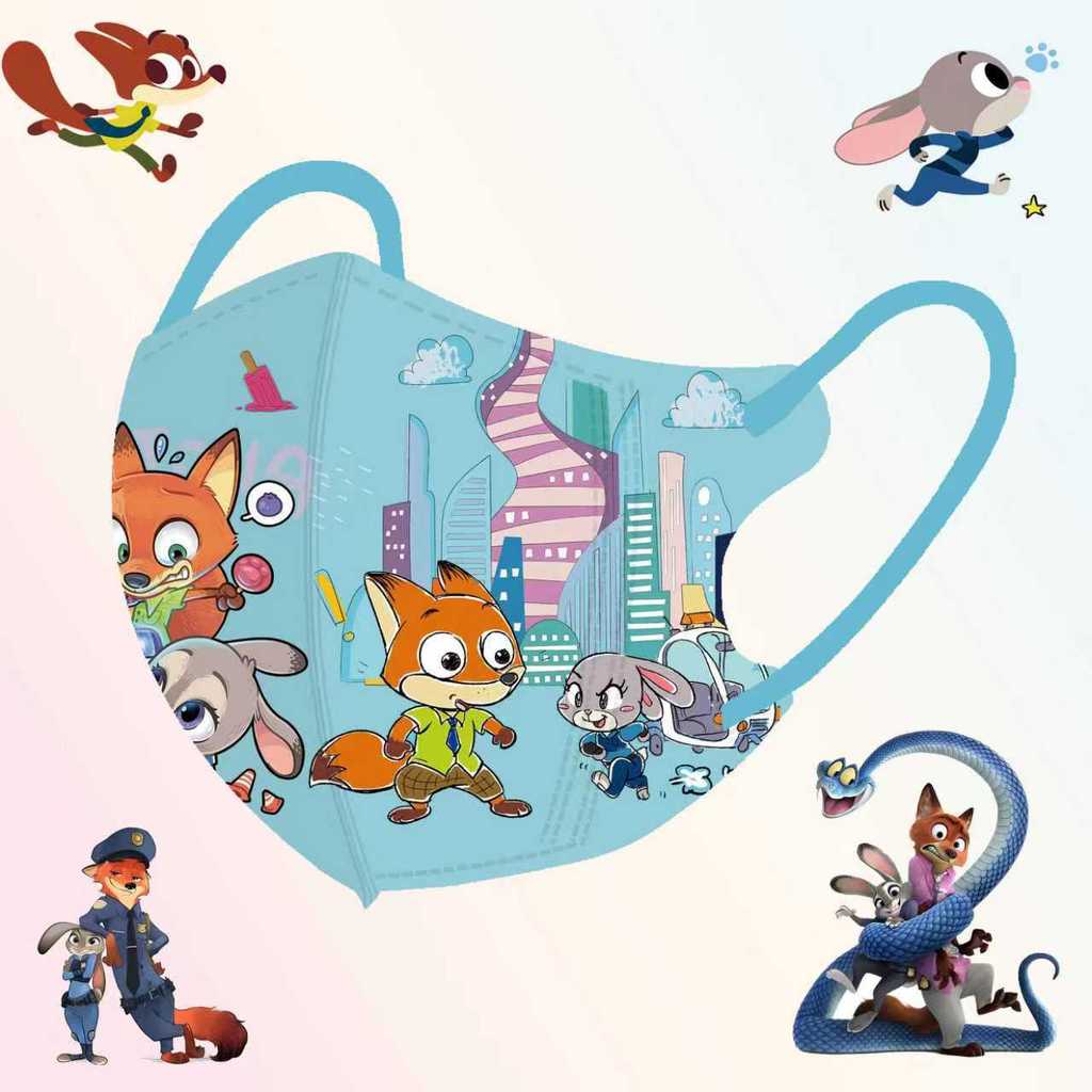 Zootopia Judy Nick Cartoon Disposable 3D Three-Layer Children's Mask ...