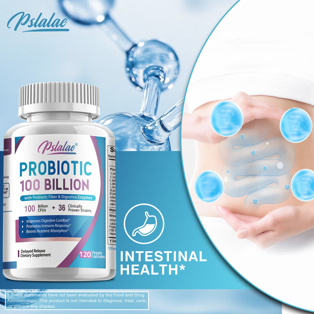 Probiotic Capsules Contain Prebiotics and Digestive Enzymes Improve ...