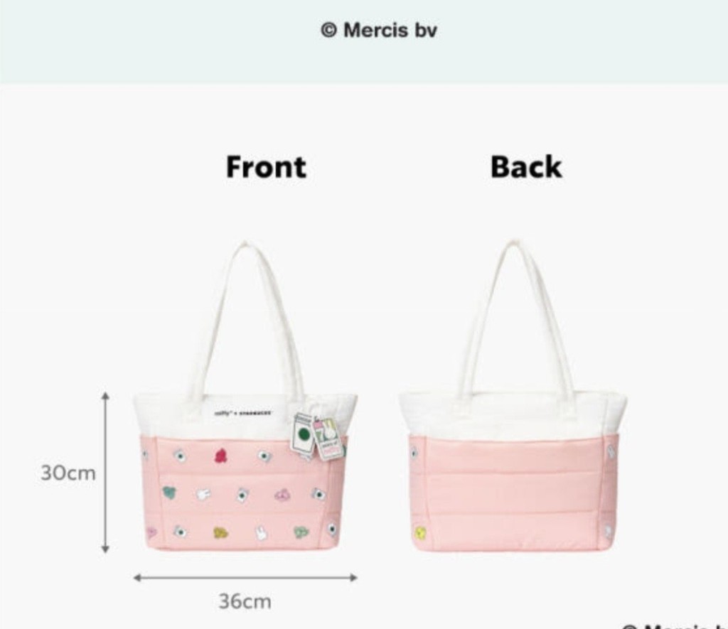 Miffy × Starbucks Cute Tote Bag, Pink Quilted Shoulder Bag with Cartoon ...