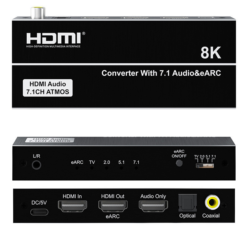 8K 60hz HDMI Audio Extractor 4K144Hz HDMI 2.1 Video Converter support ...