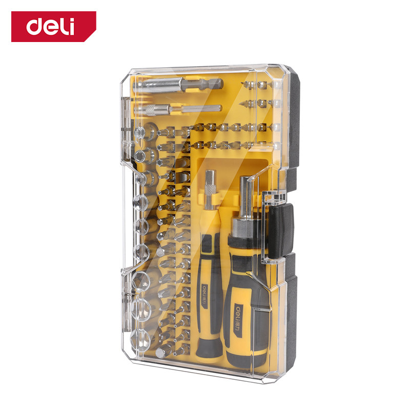 Deli EDL3565 Ratchet Handle Precision Screwdriver 65-piece Set (Yellow ...