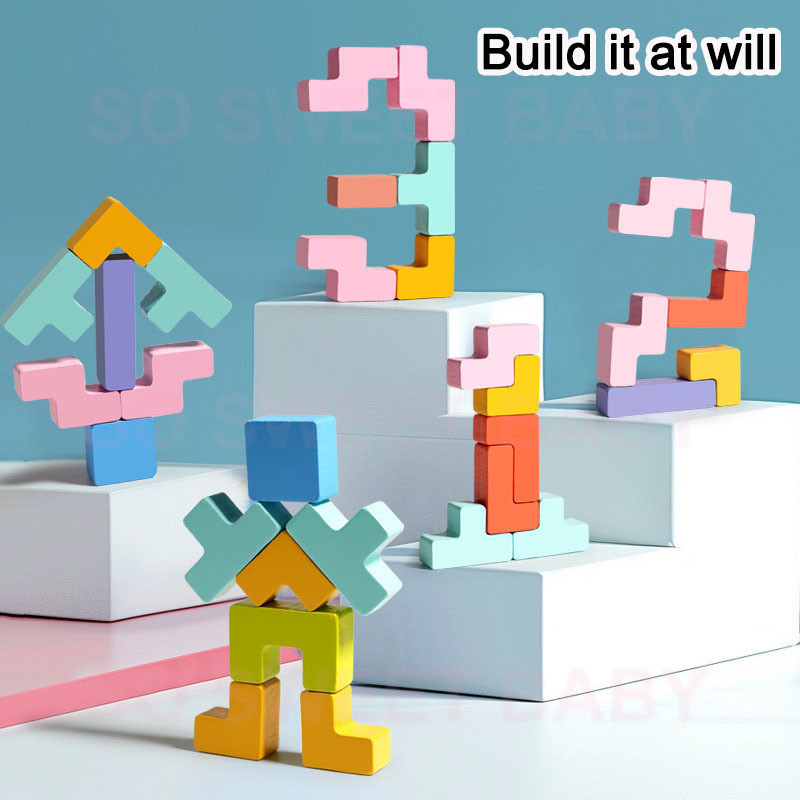 Creative Tetris Wooden Puzzle Blocks Multifunctional Children ...