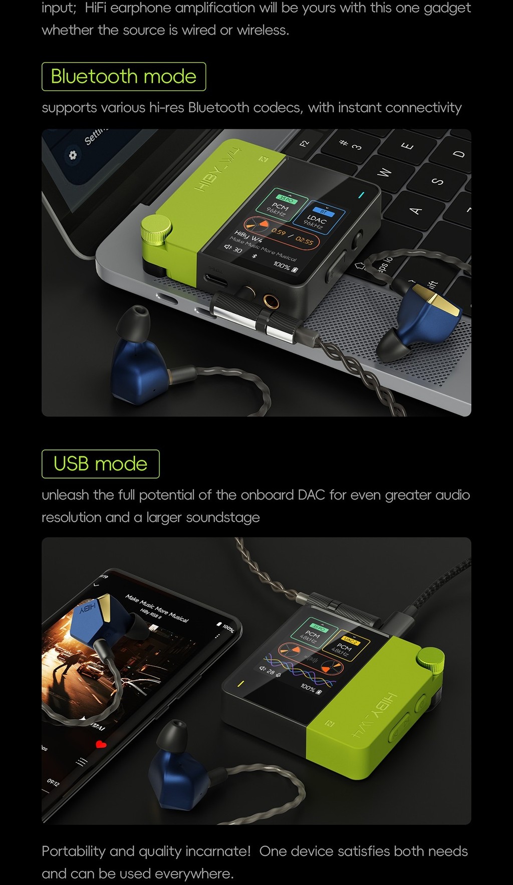 HiBy W4, DAC and Amplifier: Bluetooth 5.4 Receiver Dual CS43198 DAC ...