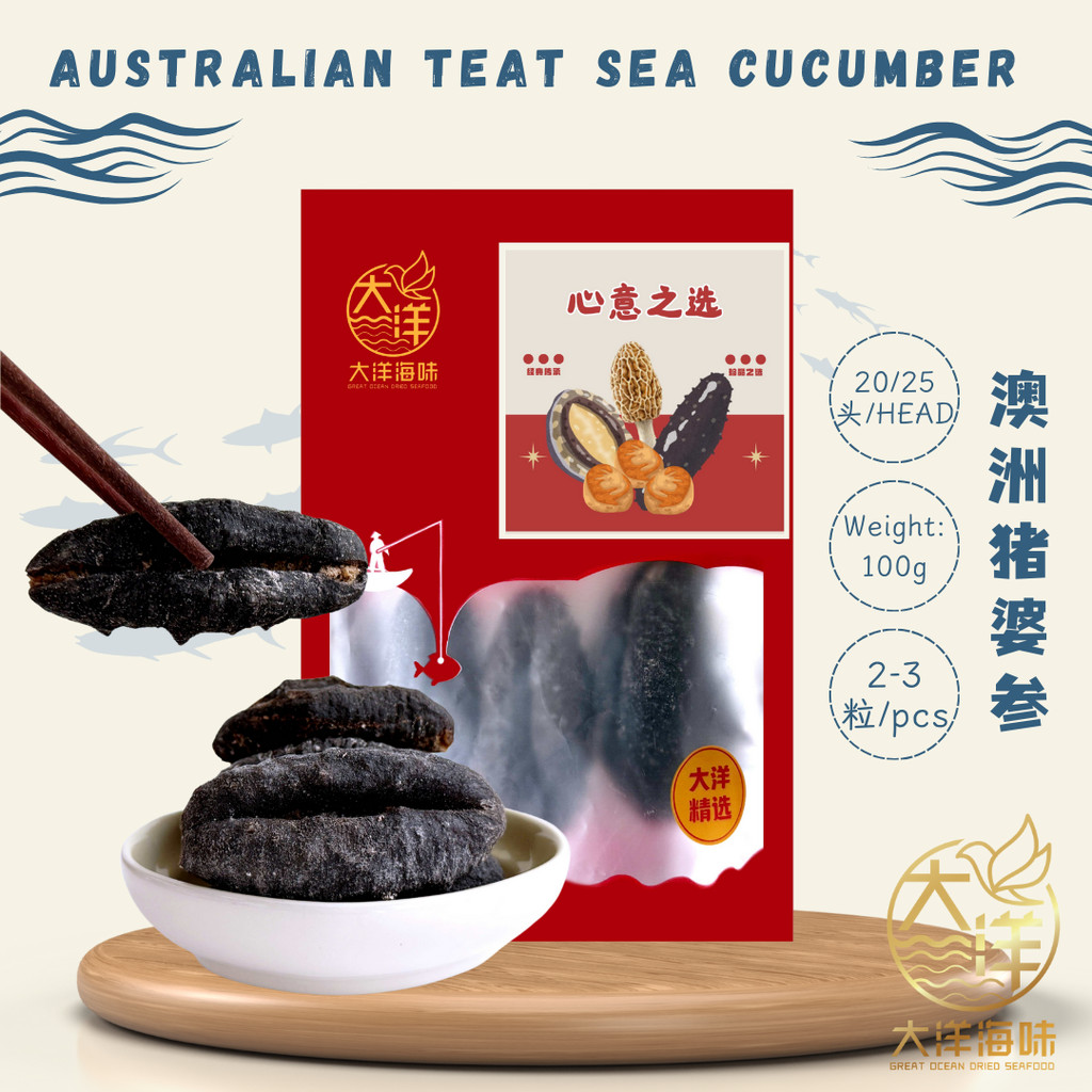 [100g] Great Ocean Australia Black Teat Sea Cucumber | 澳洲猪婆参 | Shopee ...