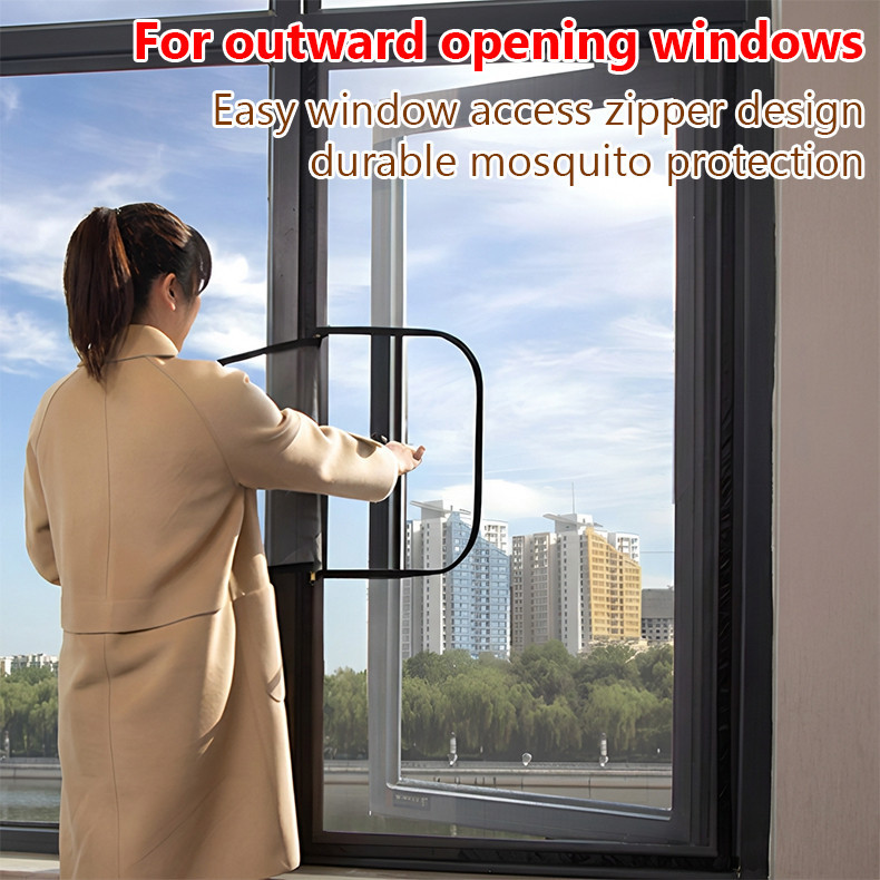 Side Open Zipper Window Screen Anti-mosquito Net with Velcro No ...