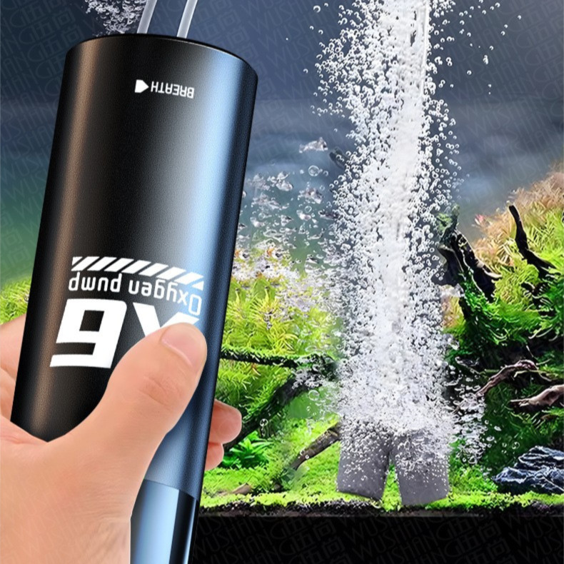 TOPOP Aquarium Pump 2400 mAH Rechargeable Oxygen Pump Fish Dual-Motor ...