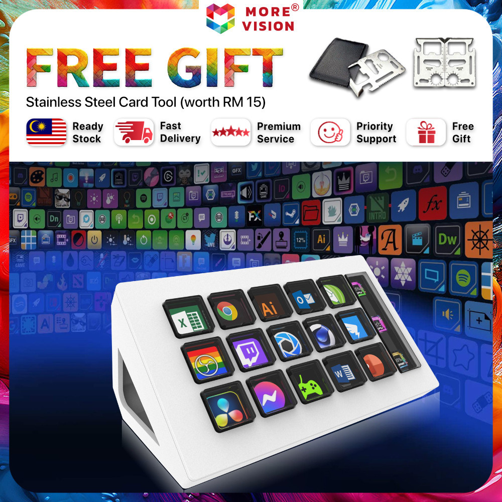 Mirabox Stream Dock Slim Deck Macropad LCD Keys USB Type-C Tactile ...