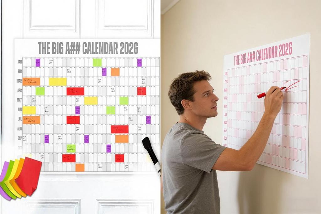 Sun Dry Erase Calendar Yearly Planner Board 2026 Dry Erase Wall