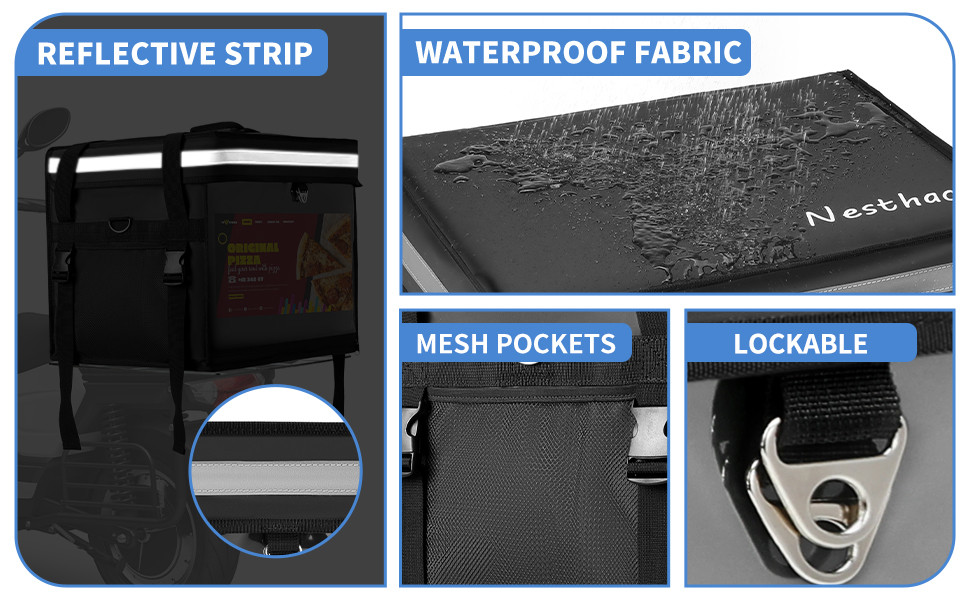 Food Delivery Bag Waterproof 32L/48L/62L Thicken Thermal Insulated Food ...