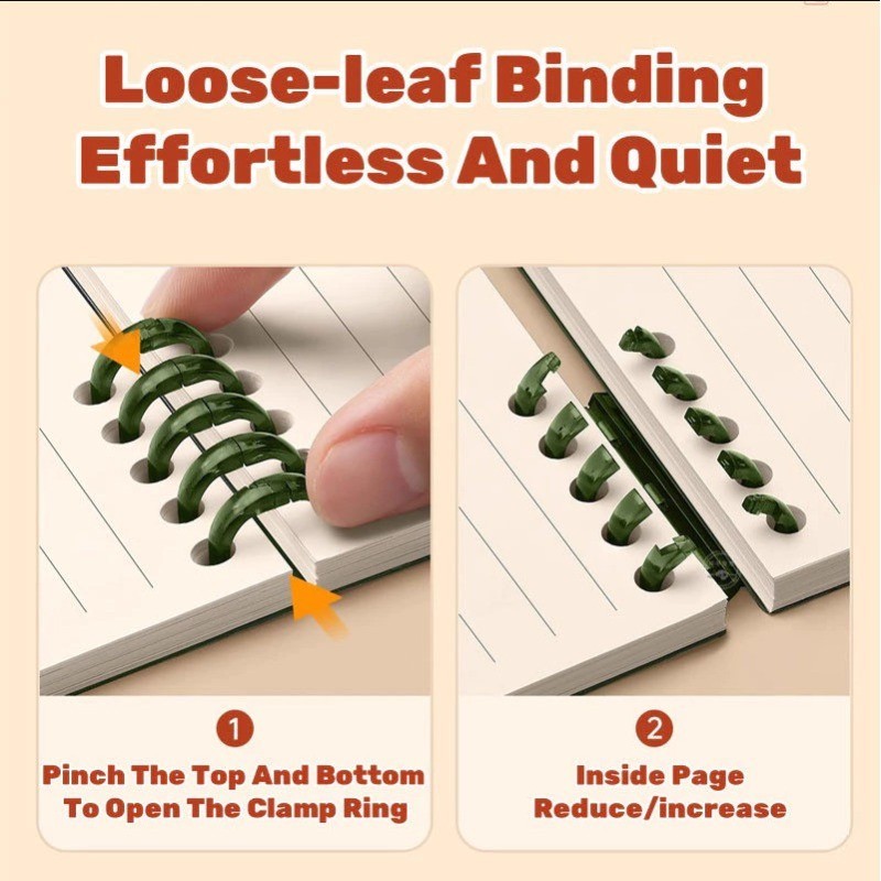 120 Pages Loose-leaf Notebook Color Detachable Notepad Flip Up Grid ...
