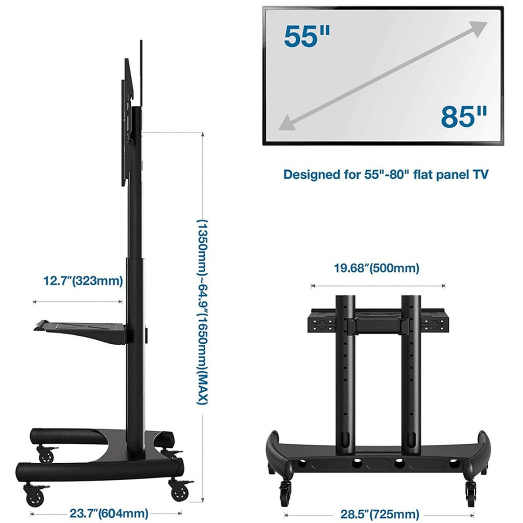 AVA1800-70-1P | AVA1500-60-1P Mobile TV Stand Trolley | 32“–90” | Heavy ...