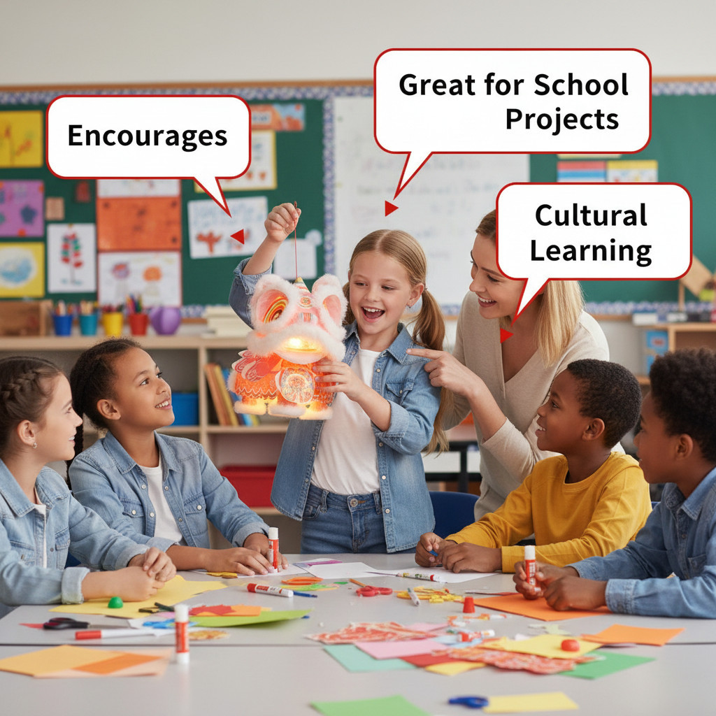 Kids Handheld LED Light-Up Lion Lantern DIY Kit 2026 New Year Edition ...