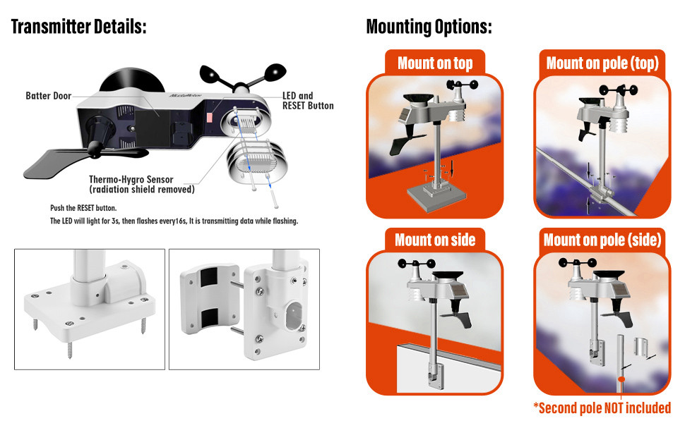 Professional WiFi Weather Station Internet Wireless with Outdoor Sensor ...