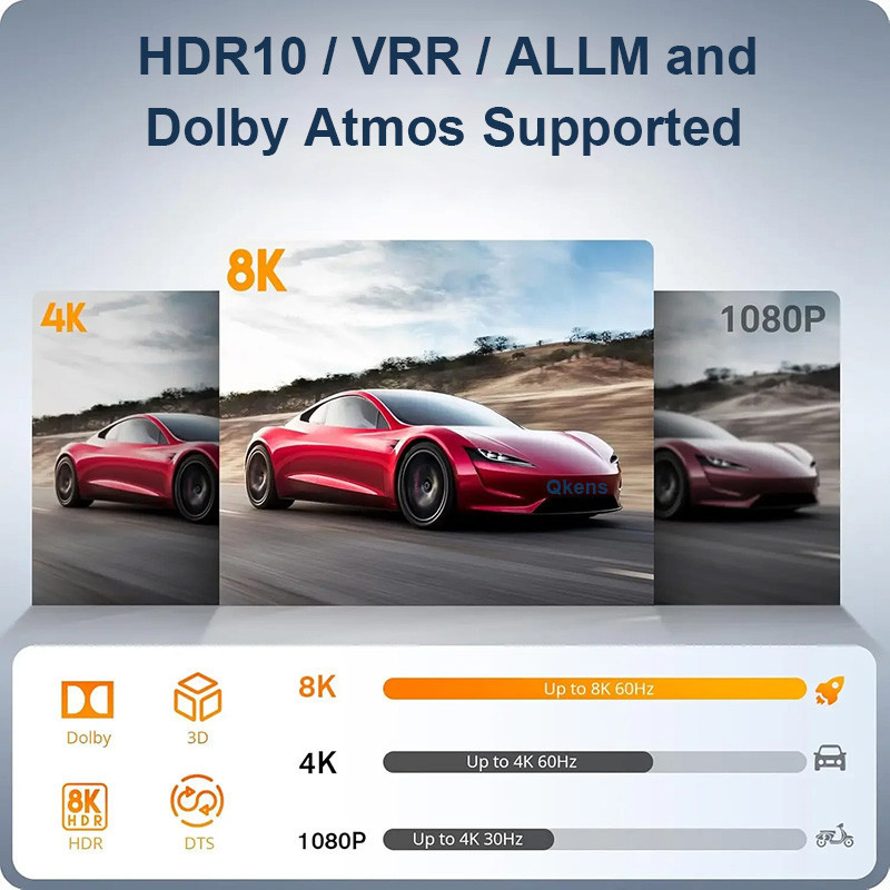 8K 60hz HDMI Audio Extractor 4K144Hz HDMI 2.1 Video Converter support ...