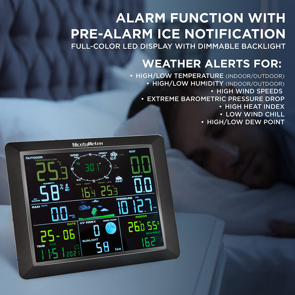 Professional WiFi Weather Station Internet Wireless with Outdoor Sensor ...