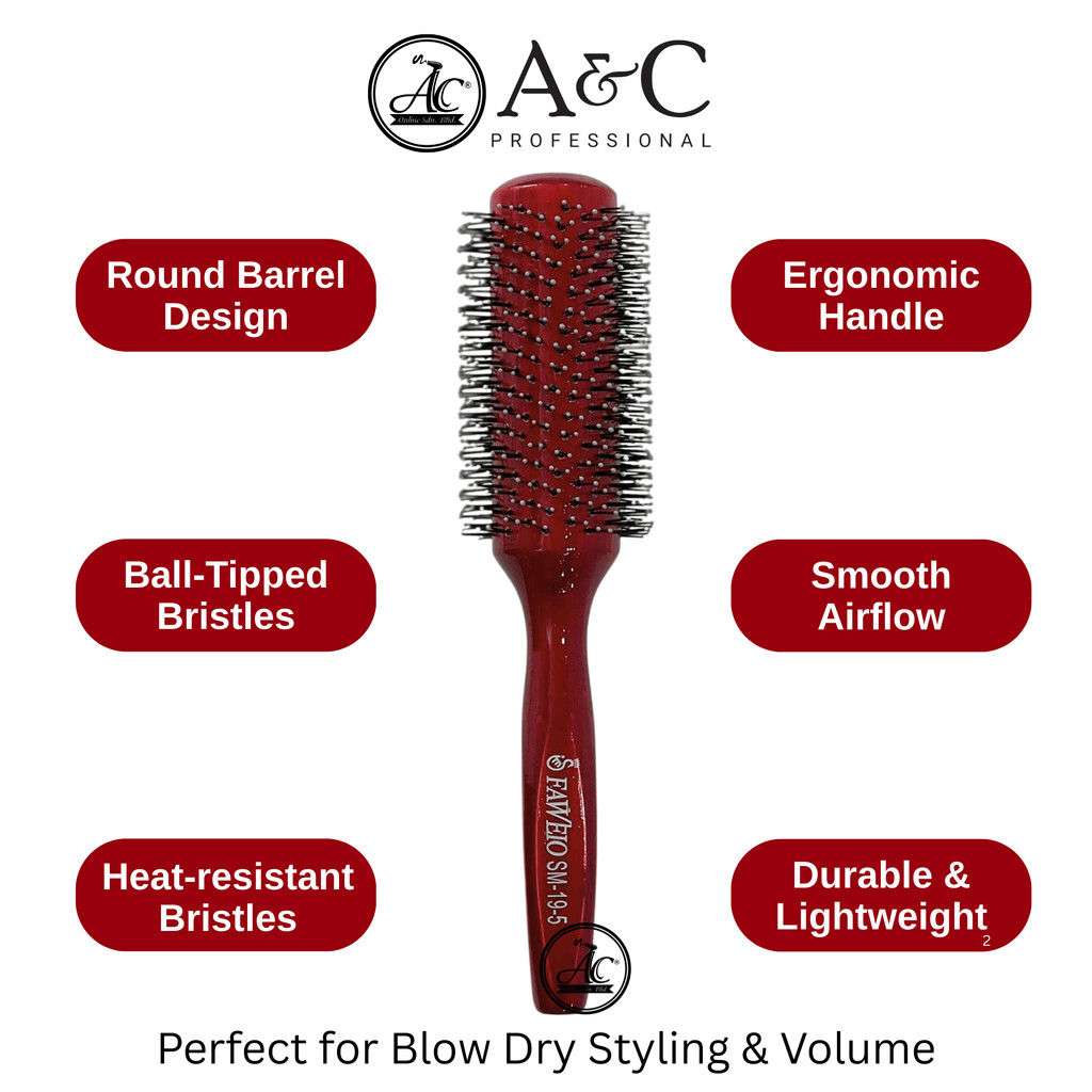 Faweio Wooden Round Hair Brush / Rolling Comb Anti Static Blow Dry ...