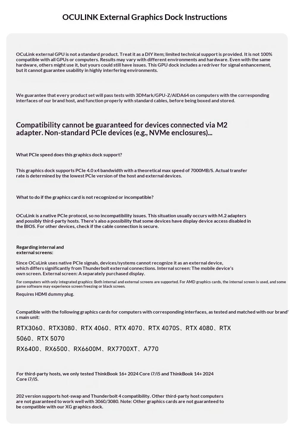 AOOSTAR AG02 Graphics Card Expansion Dock with OCuLink and USB4 Reverse ...