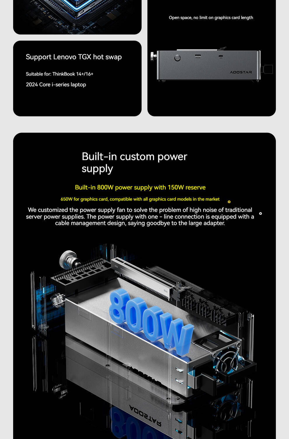 AOOSTAR AG02 Graphics Card Expansion Dock with OCuLink and USB4 Reverse ...