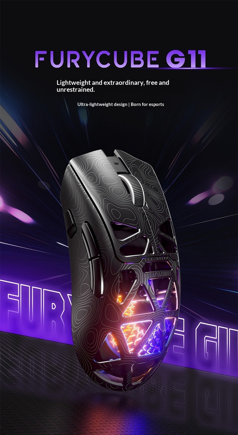 FURYCUBE G11 Hollow Out Tri-Mode Wireless Mouse - PAW3311 Lightweight ...