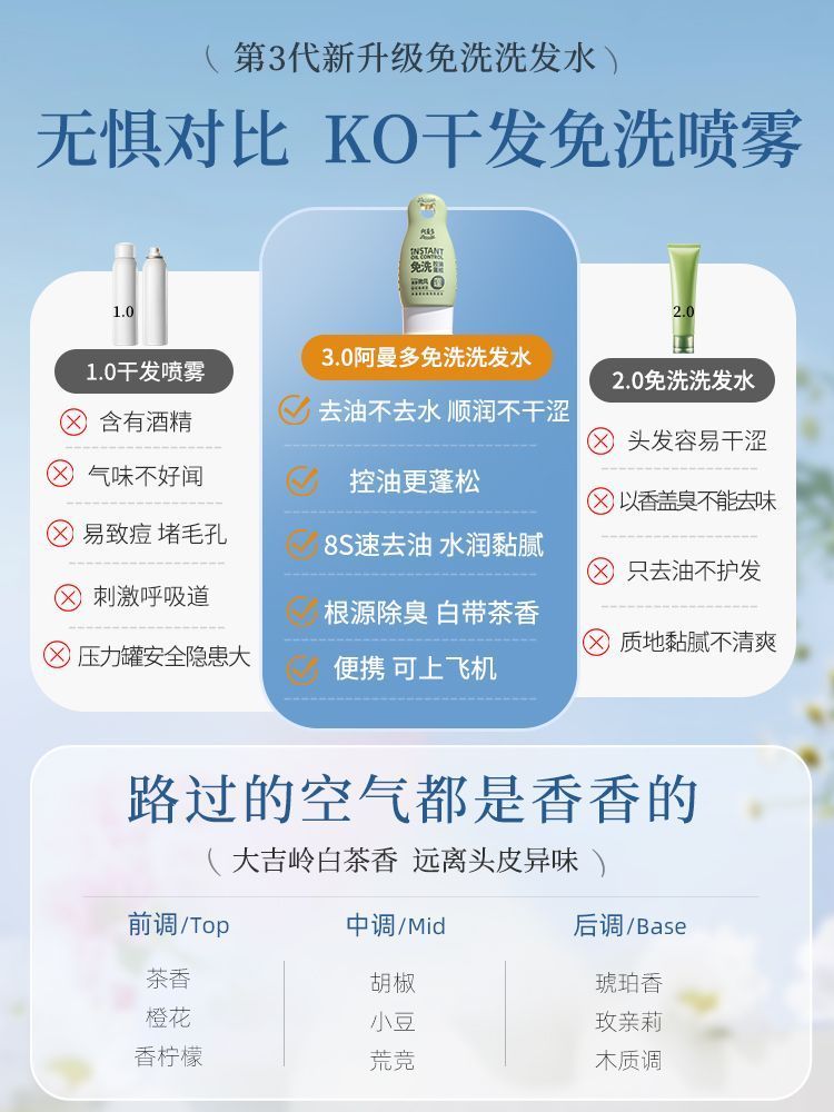 阿曼多 免洗洗发水 Oil Control Fluffy Degreasing Clean Portable Lazy High Skull ...