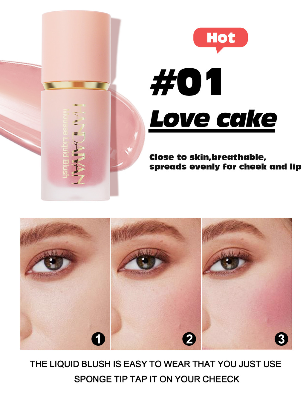 Handaiyan Matte Glitter Face Liquid Blusher Smooth Cheek Eye Mousse ...