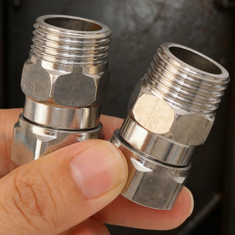 1/4" Stainless Steel Angle Valve Connector - 360° Rotatable Nipple ...