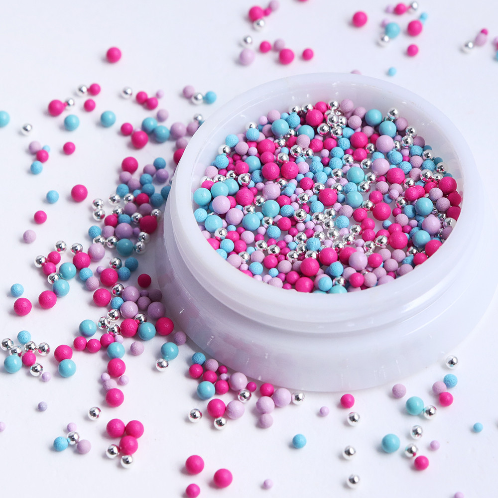 Mixed Macaron Bubble Beads Nail Enhancement Color Steel Ball Jewelry ...