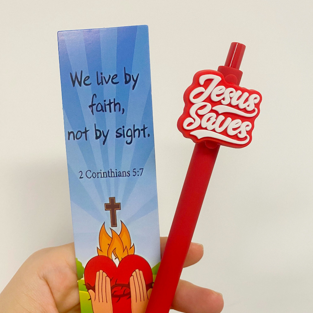 10 Sets Christian Pens with Bible Bookmarks Bulk VBS Gifts for Baptism ...