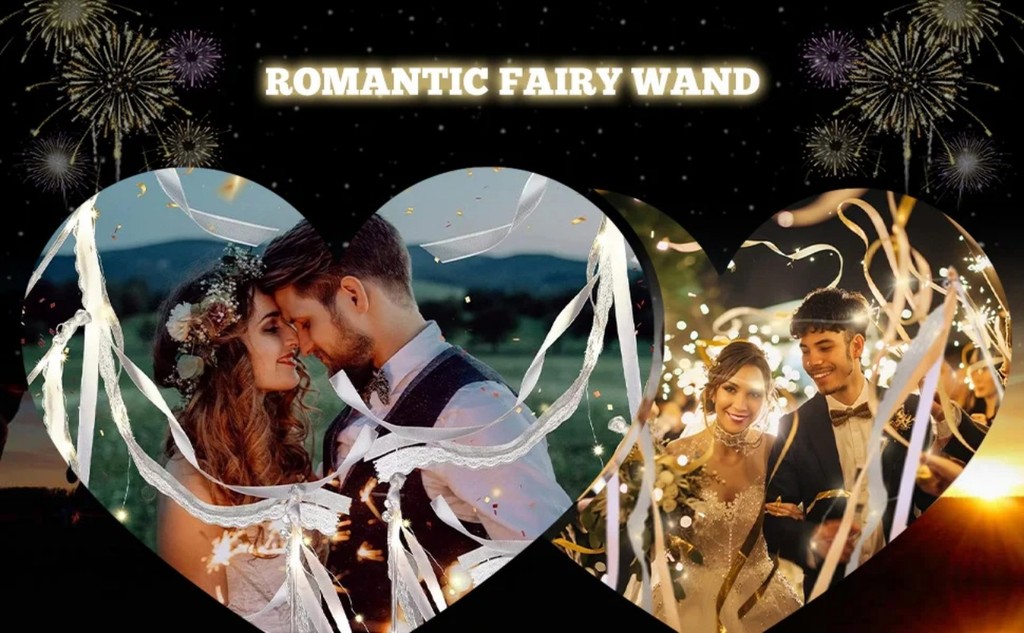 60Pcs-100Pcs Light up Wedding Wands LED Ribbon Wands Sparklers with ...