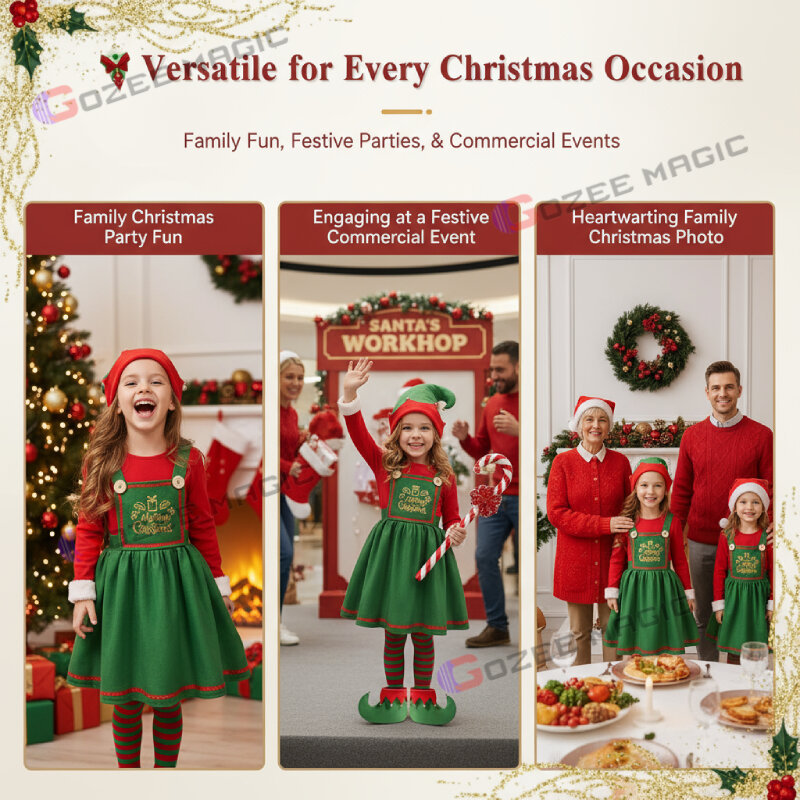 Children/Adults Christmas Santa Claus Elf Cosplay Costume Sets Xmas ...