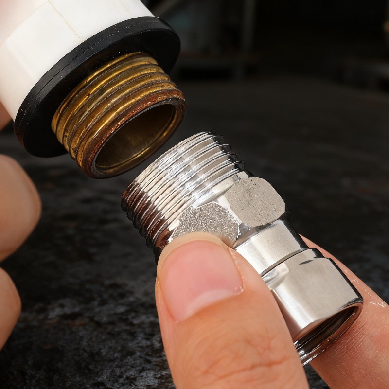 1/4" Stainless Steel Angle Valve Connector - 360° Rotatable Nipple ...