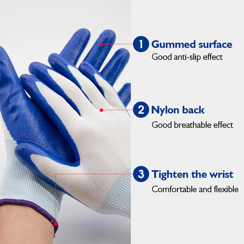Nitrile Cotton Half Rubber Glove Sarung Tangan Getah Latex Coated ...