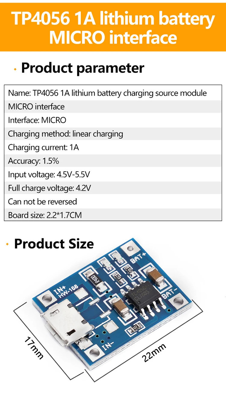 10PCS 5V 1A Micro/Type-c/Mini 18650 TP4056 Lithium Battery Charger ...