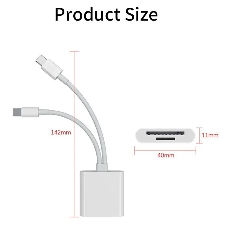 For i-Phone i-Pad USB C To USB Camera Photo Adapter Micro SD TF Card ...