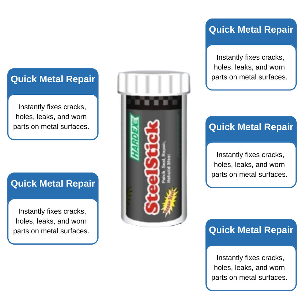 HARDEX SS2 Steel Stick Metal Epoxy Putty 1oz | Instant Steel Reinforced ...