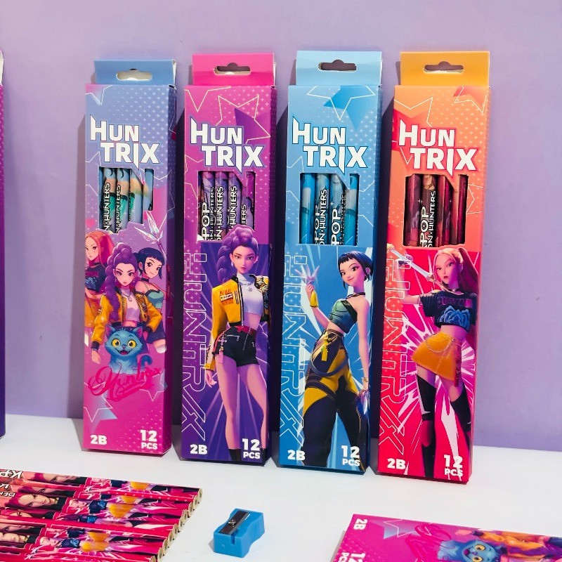 12pcs/box K-POP Demon Hunters 2B Pencil Set with Pencil Sharpener ...