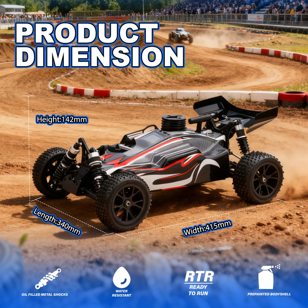 VRX Racing RH1007 Spirit N2 1/10 Nitro Buggy RC Car 4WD with FC.18 Pull ...
