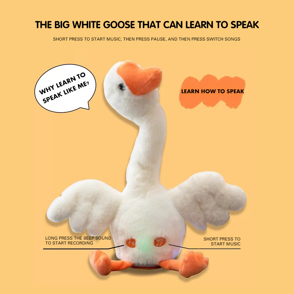 Plush Duck Toy Can Sing and Dance Imitate Sounds Electronic Duck Toy ...