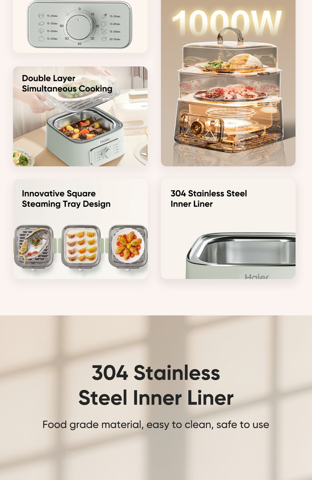 Haier Electric Food Steamer 3 Tier Large Capacity Hot Pot Multifunction ...