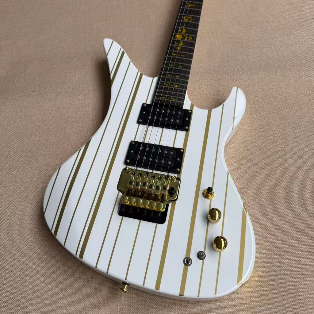 Schecter White Electric Guitar Skeleton Inlay Professional Guitar (Gold ...