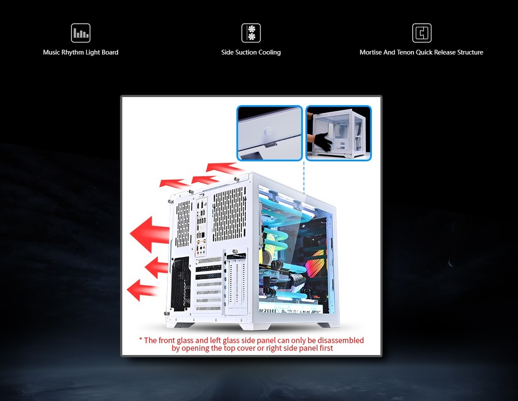 1st Player SP7 EV ATX Tempered Glass Gaming Case White RGB Front Screen ...